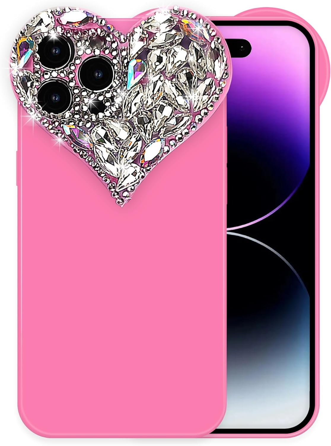 Cute 3D Glitter Case for iPhone 11, Sparkling Aesthetic Heart Gems ...