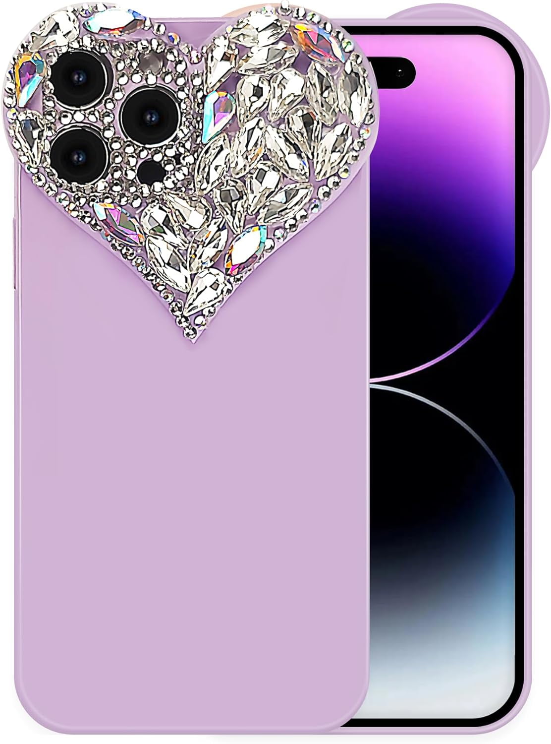 Cute 3D Glitter Case for iPhone 13 Pro, Sparkling Aesthetic Heart Gems ...
