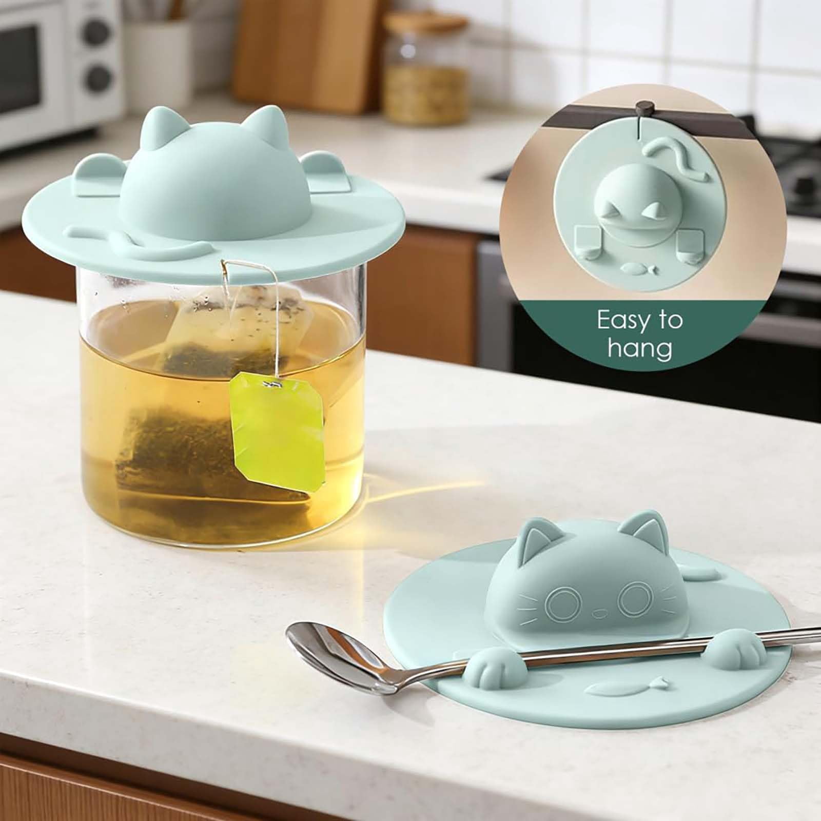 Cute 3D Silicone Cup Covers, -Designed Cup Cover With Tea Bag Holder ...