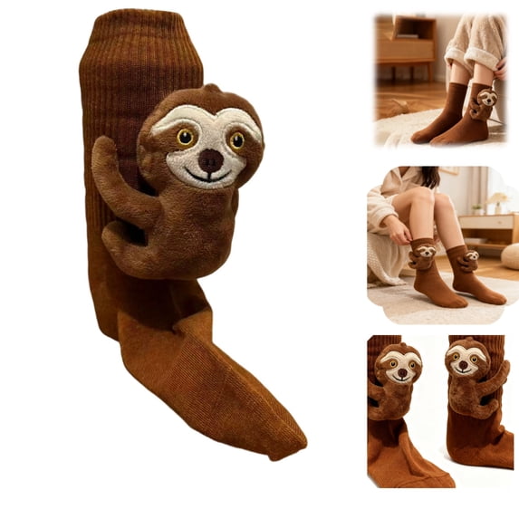 Cute 3D Sloth Animal Crew Socks for Women - 2025 Christmas Collection ...