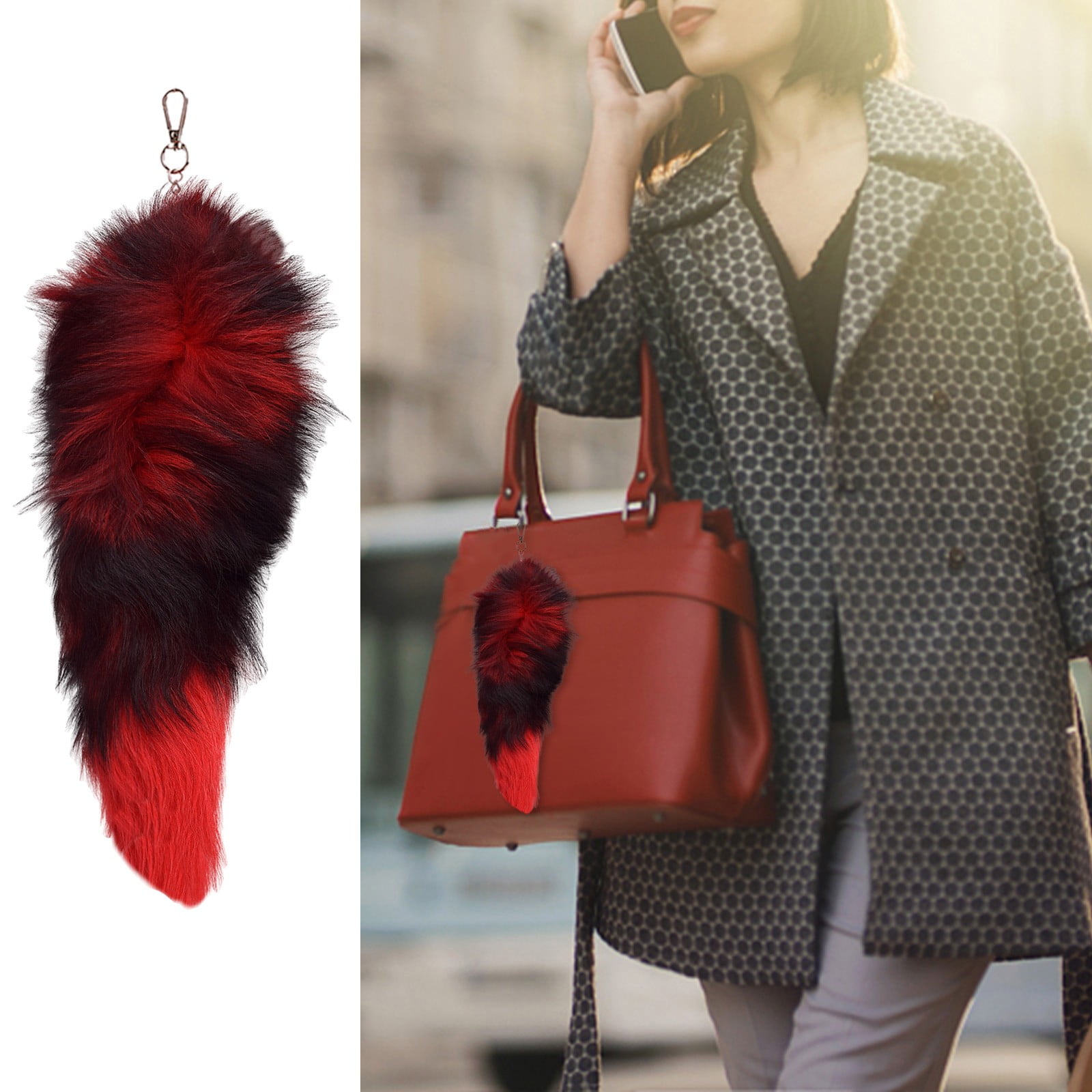 Cute 3D Tail Keychain Pendant Stylish Key Ring Holder Pompoms ...