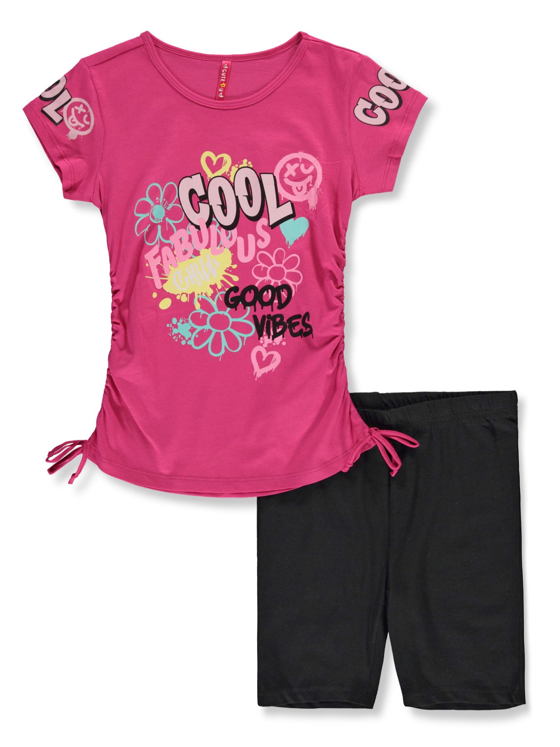 Cute 4 U Girls' 2-Piece Cool Bike Shorts Set Outfit Color: fuchsia Size: 6x - Walmart.com