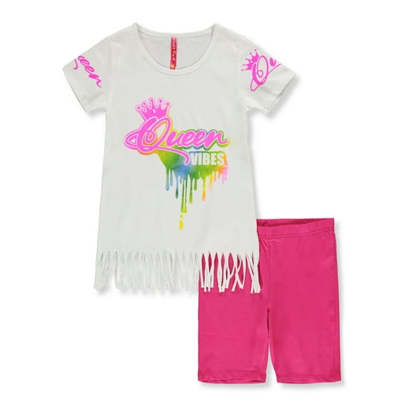 Cute 4 U Girls' 2-Piece Queen Bike Shorts Set Outfit Color: white Size ...
