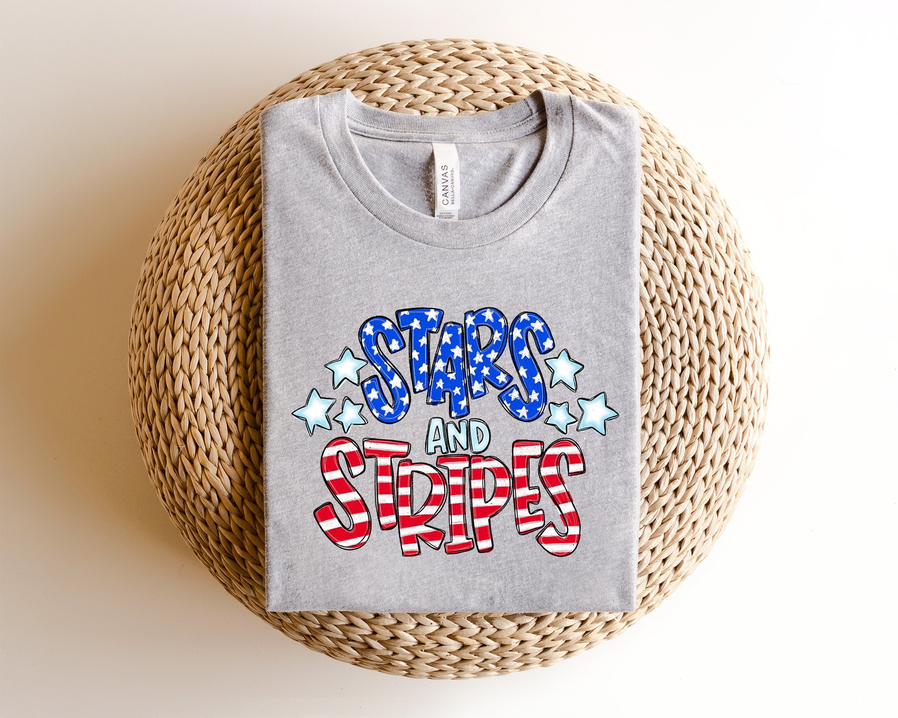 Cute 4th of July T-Shirt, Stars and Stripes Graphic Tee, Red White and ...