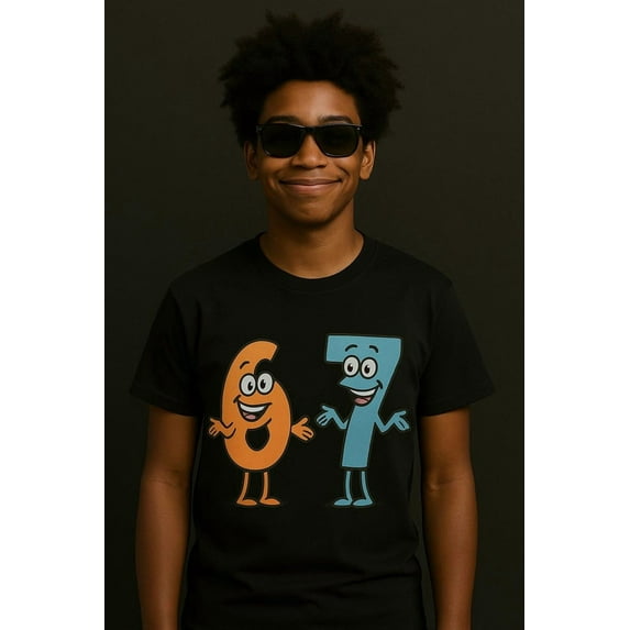 Cute 6 and 7 Cartoon Graphic Tee, Playful Number Characters Shirt for ...