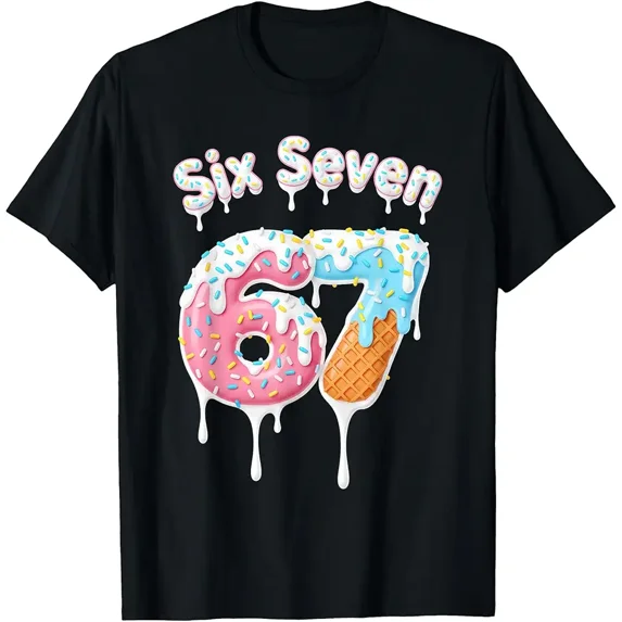 Cute 6 7 Meme Kids Ice Cream Drip Six Seven 67 Ice Cream T-Shirt ...