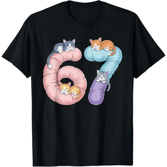 Cute 67 Cat Meme Design T-Shirt - Walmart.com
