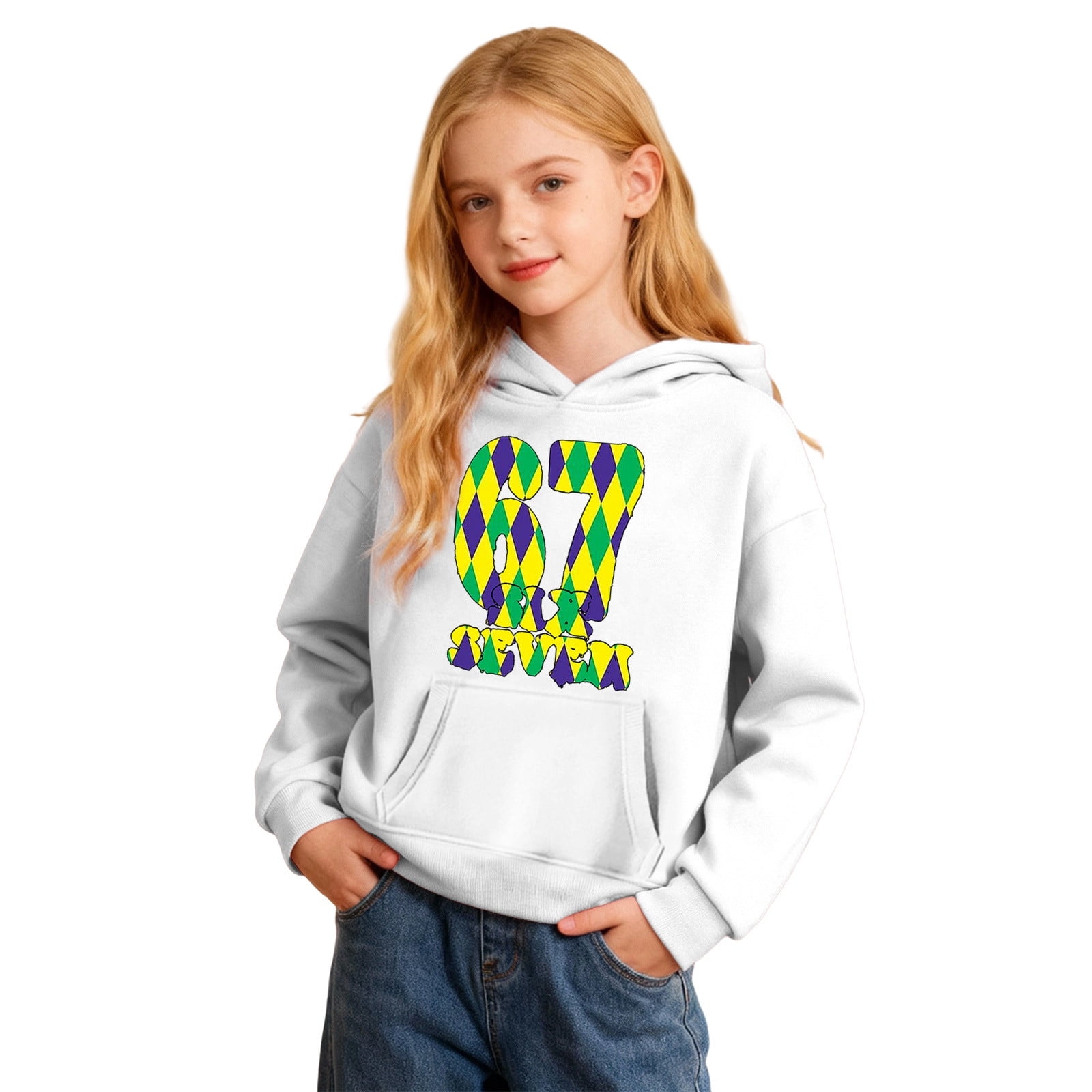 Cute 67 Number Hoodie for Girls Boys Fall Sweatshirts Long Sleeve ...