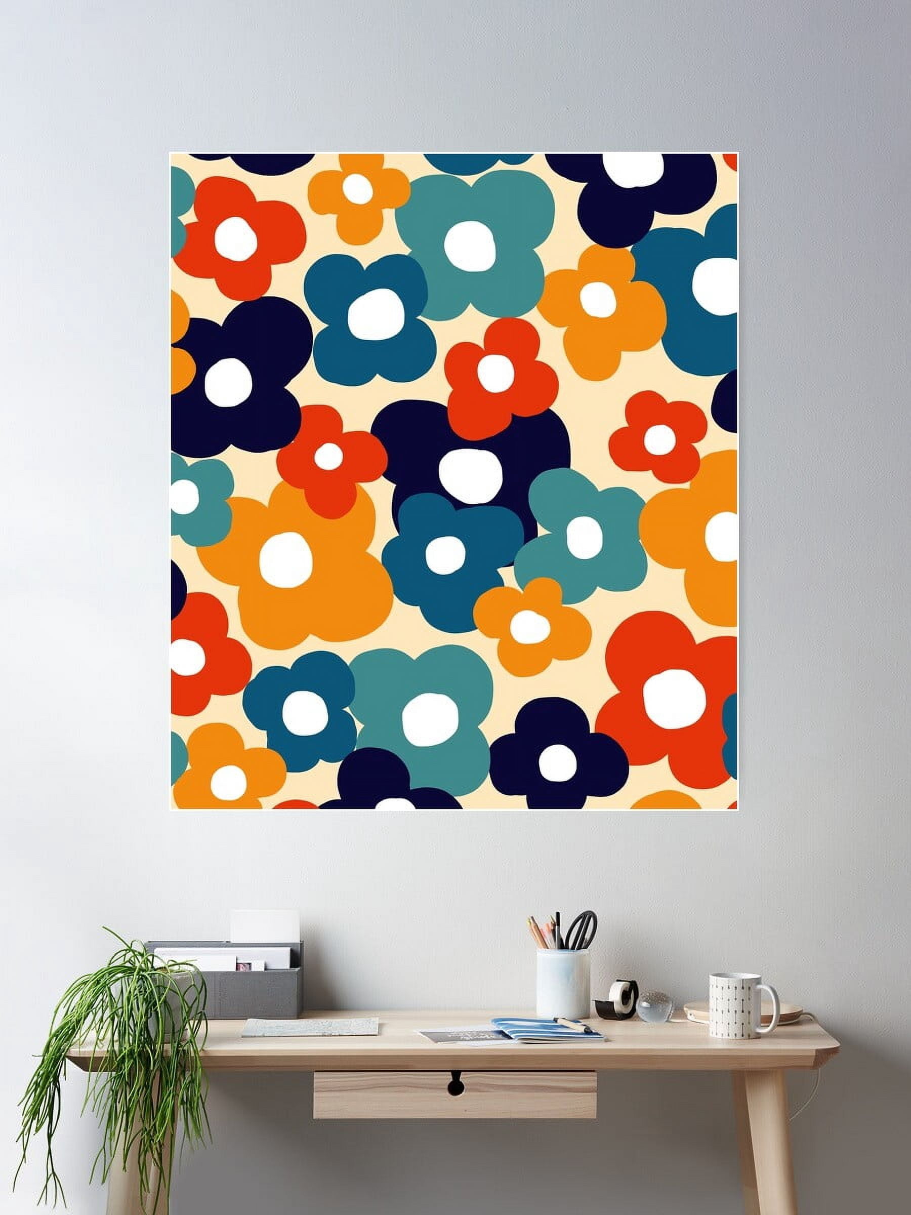 Cute 70S Vintage Retro Flower Power Pattern Poster Wall Art Modern Wall ...