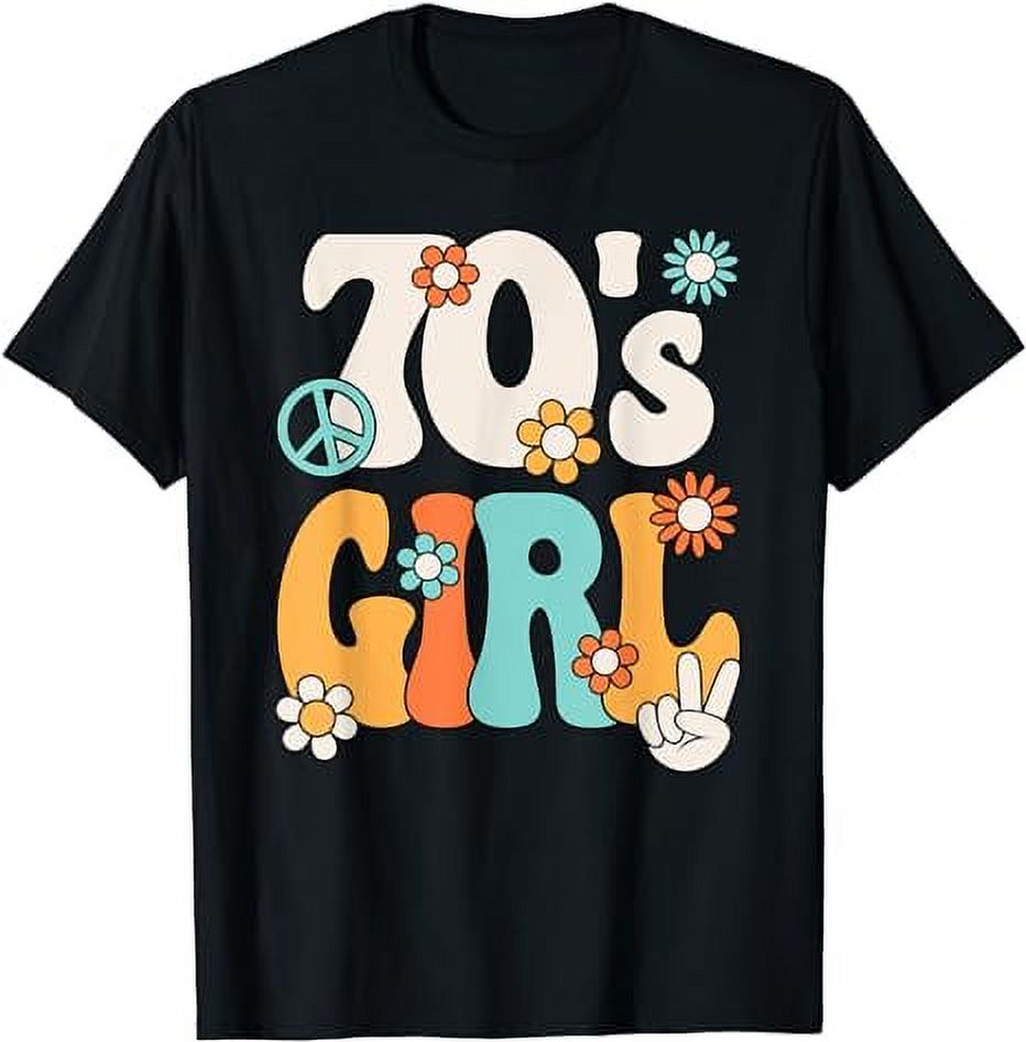 Cute 70s Girl Retro Groovy Hippie Outfit Women Girls T-Shirt - Walmart.com