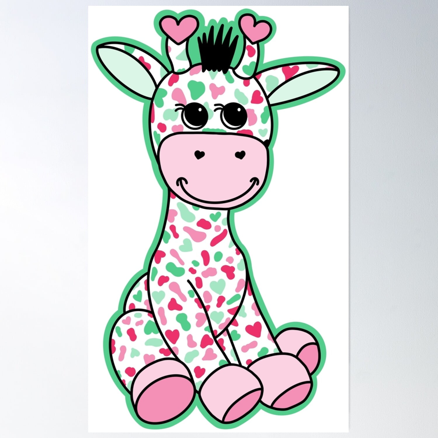 Cute Abrosexual Pride Flag Giraffe Pink Green White Poster Wall Art ...