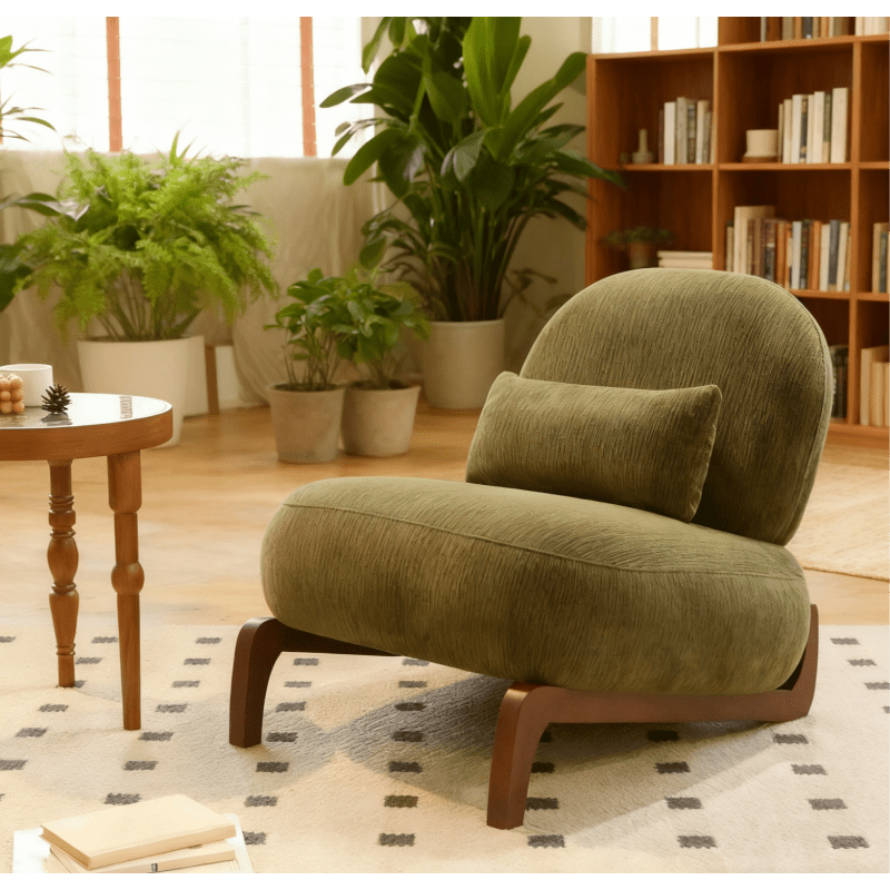 Cute Accent Chair with Solid Wood Legs, Velvet Living Room Chair with ...