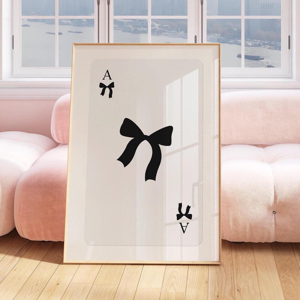 Cute Ace Card With Bow Print, Aesthetic Downtown Girl Prints, Black And ...
