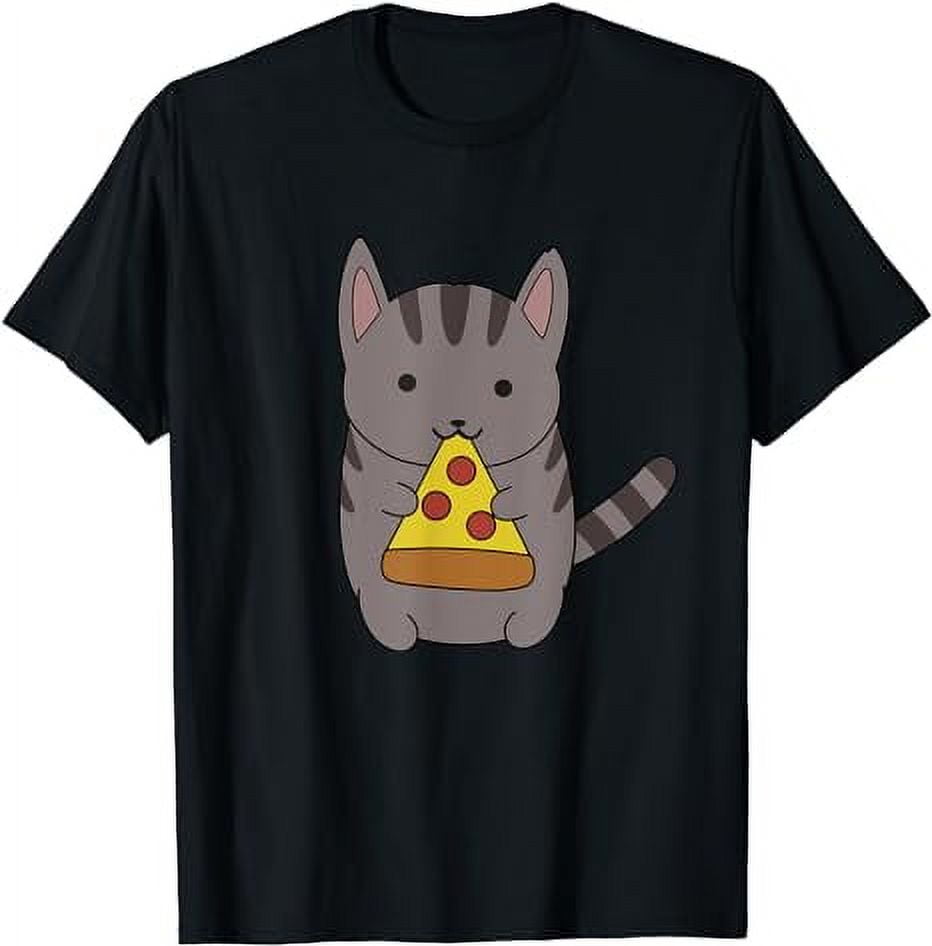 Cute Adorable Kitty Cat Eating Pepperoni Pizza Slice T-Shirt - Walmart.com