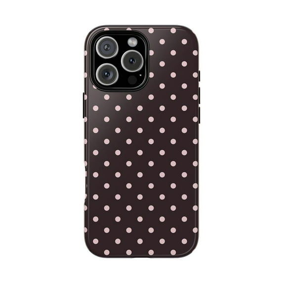 Cute Aesthetic Pink Brown Polka Dot Protective Tough Phone Case for ...