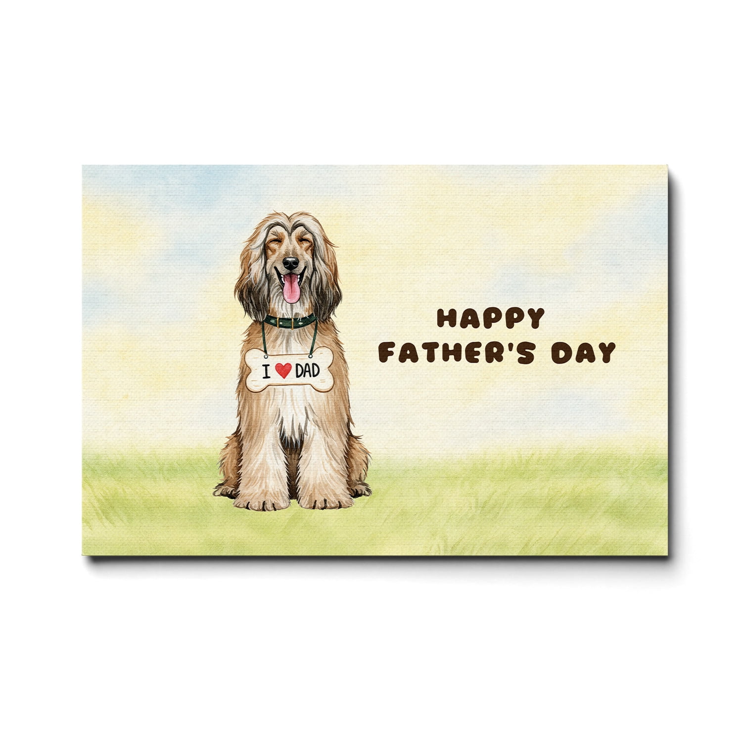 Cute Afghan Hound Loves Dad Happy Father's Day Horizontal Matte Canvas ...