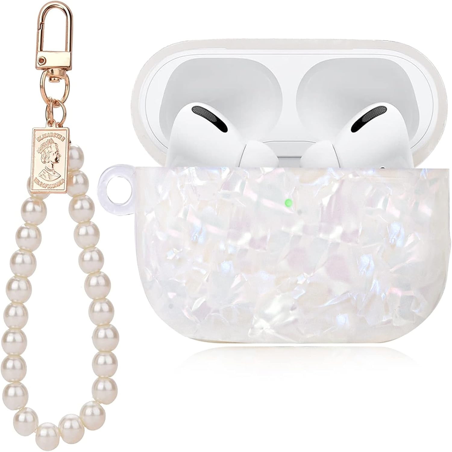 Cute AirPod Pro 2 Case with Pearl Wrist Chain Bling Marble Design for ...