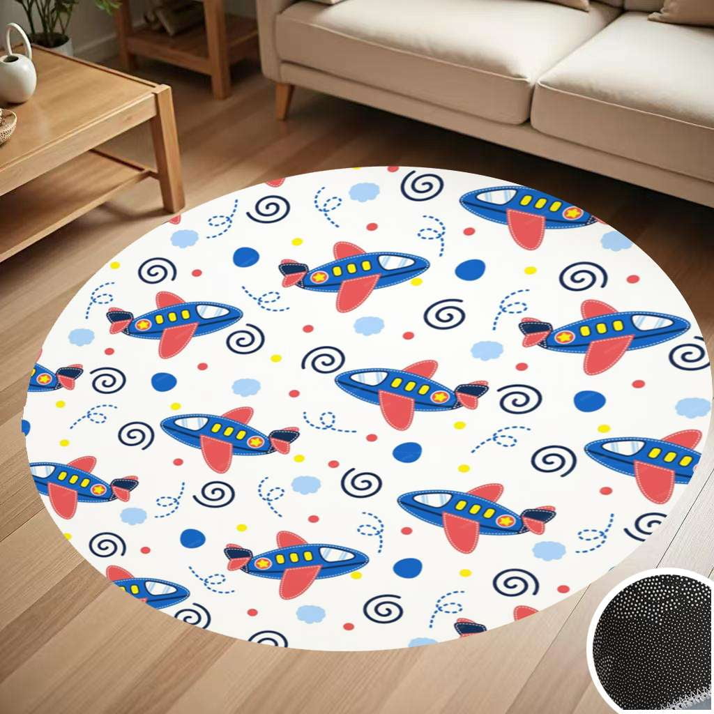 Cute Airplane Pattern Round Carpet Living Room Bedroom Home Decoration ...