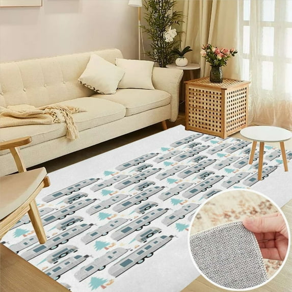 Cute Airstream Pattern Soft Large Area Rugs Washable Rug With Non-Slip ...