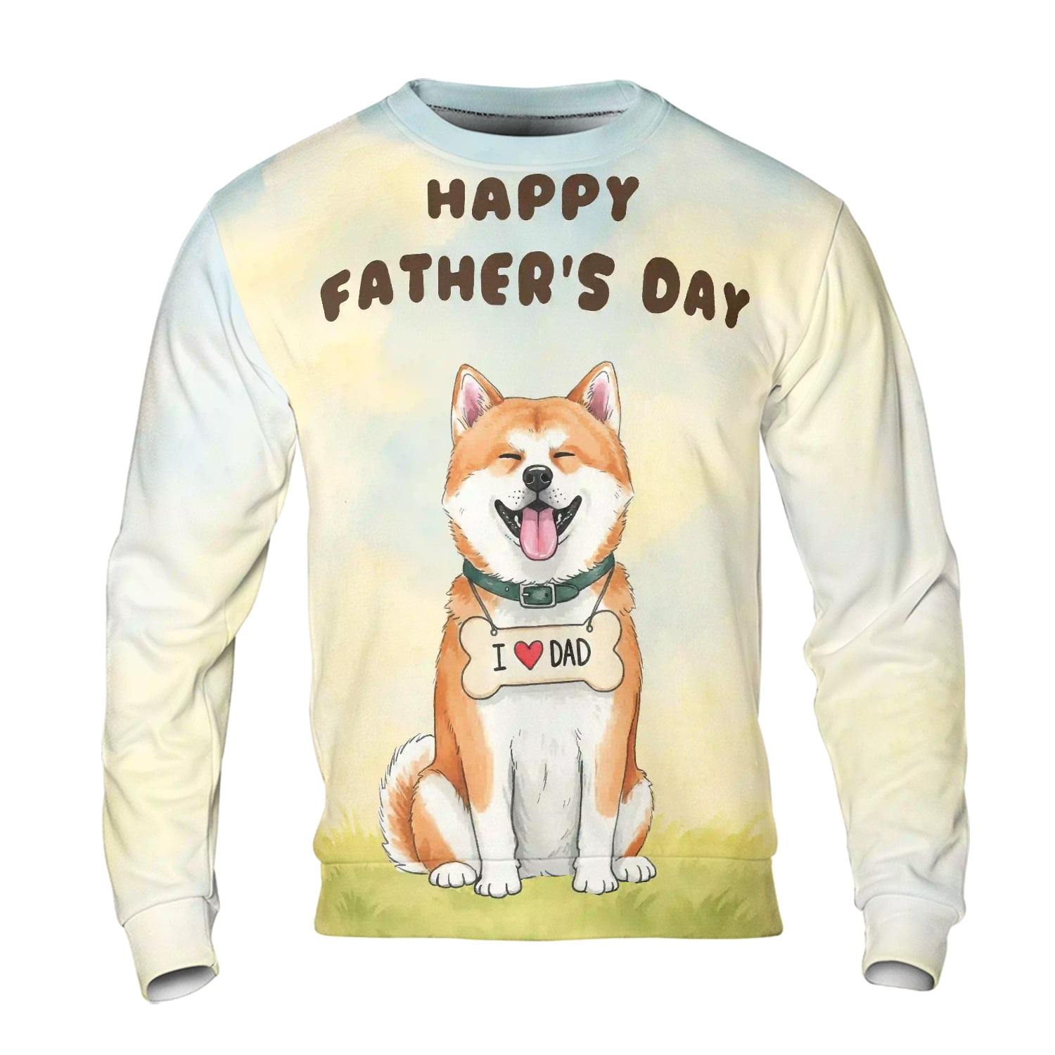 Cute Akita Loves Dad Happy Father's Day All Over Print 3D Sweatshirt ...