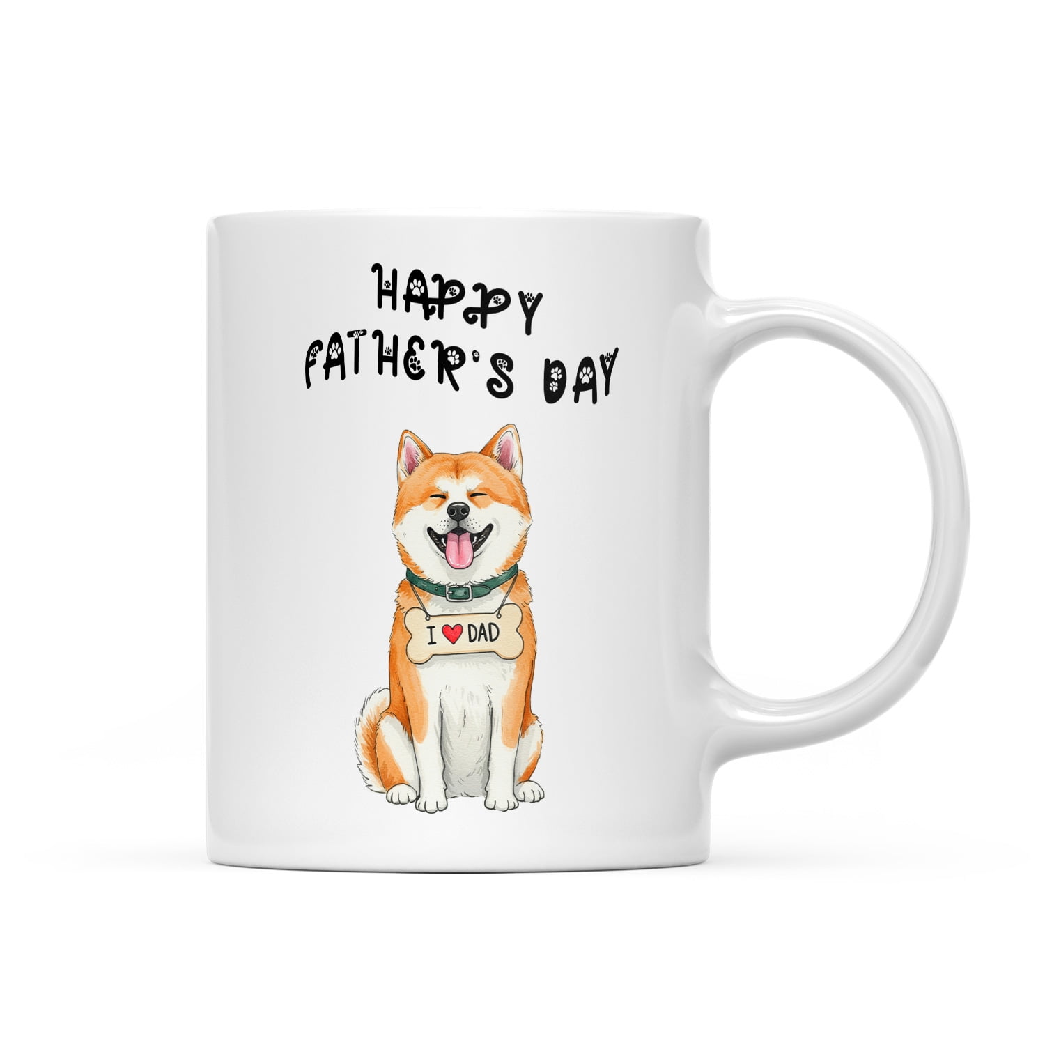 Cute Akita Loves Dad Happy Father's Day Mug Inu Dog Lover Coffee Tea ...
