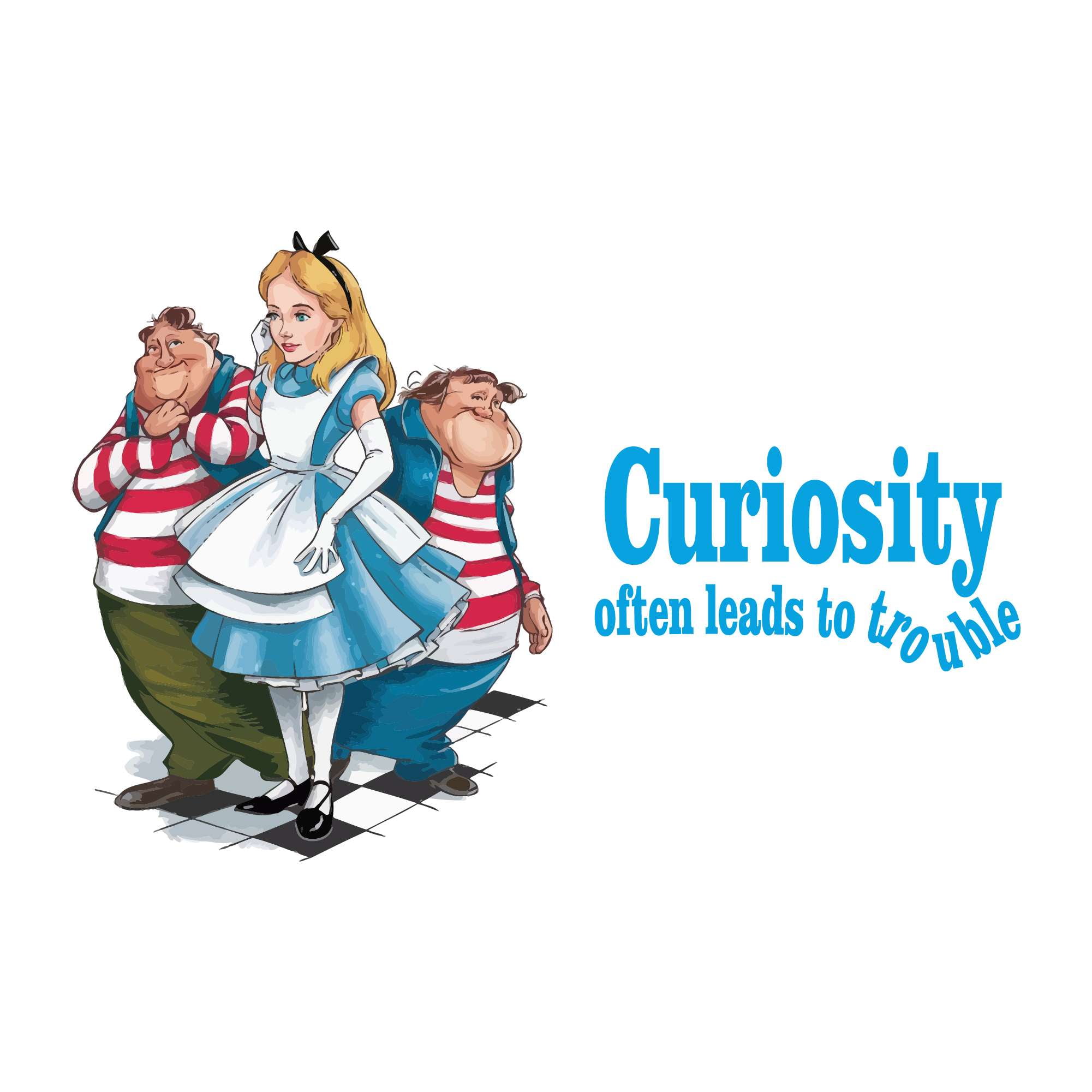 Cute Alice & Tweedles Watercolor Mad Hatter Cheshire Cat Alice in ...