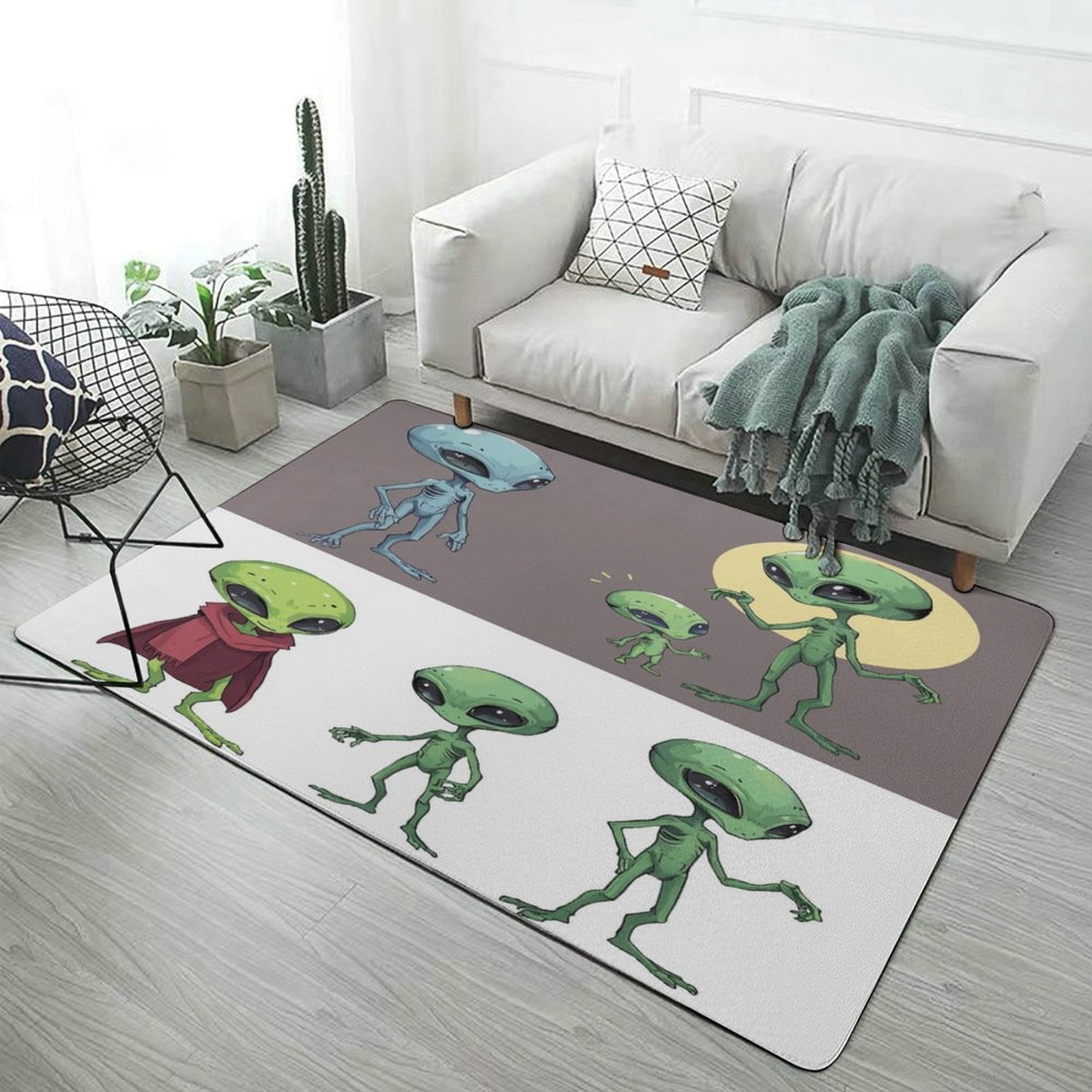Cute Alien Cartoon Characters Carpet Large Size Living Room American ...
