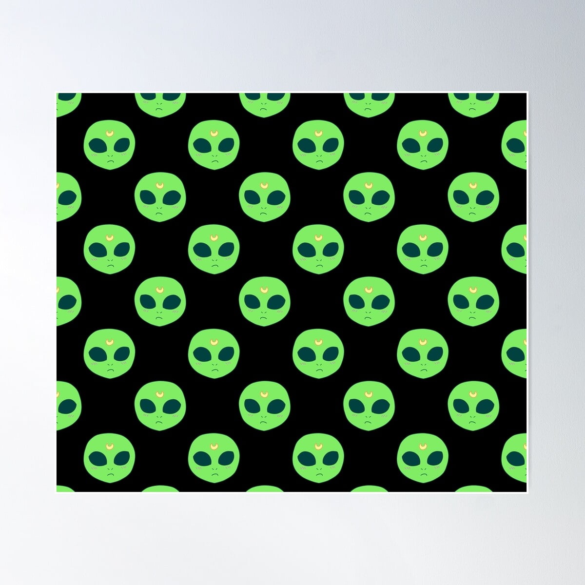 Cute Alien Face Pattern Poster Wall Art, Modern Wall Decor For Living ...