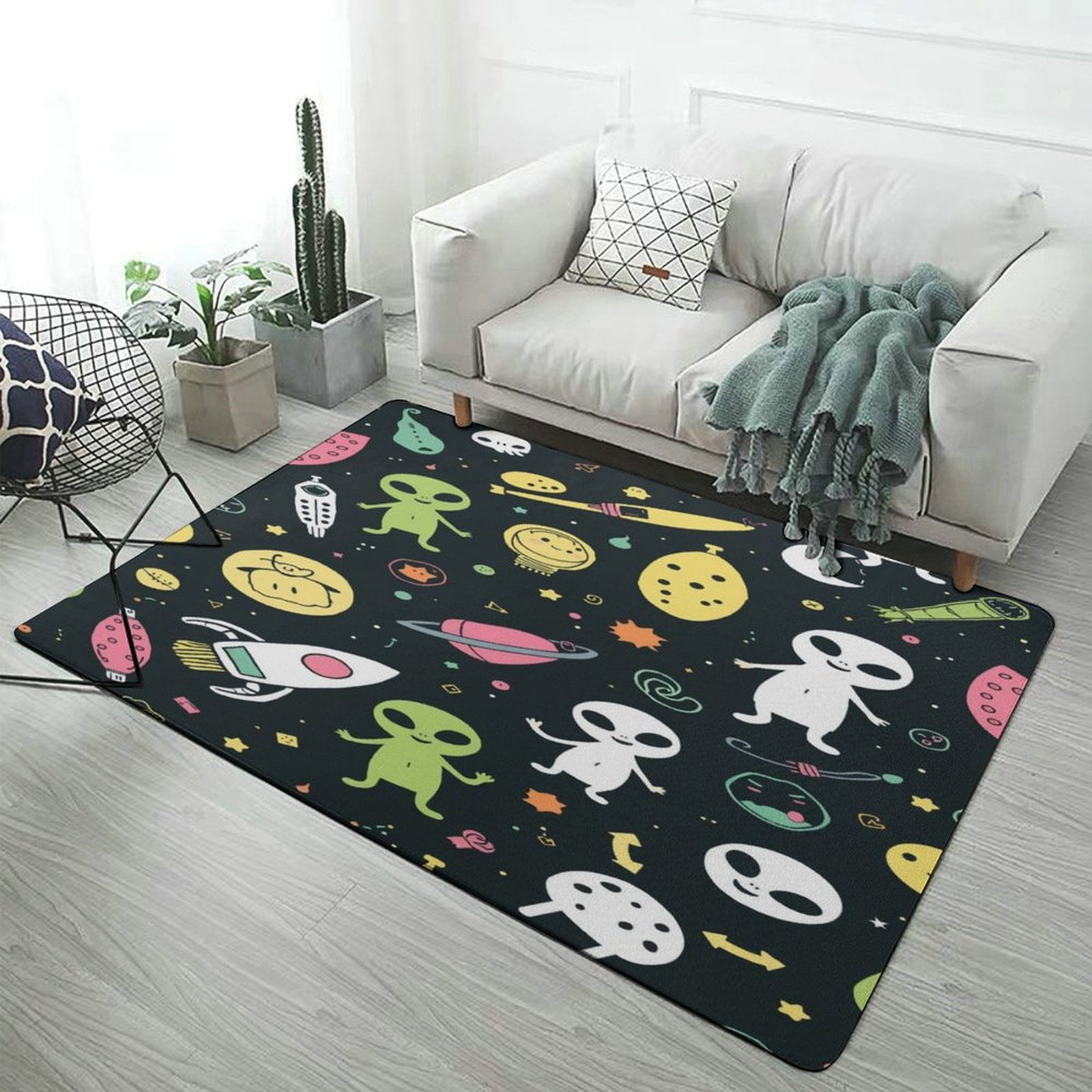 Cute Alien Space Pattern Design Carpet Large Size Living Room American ...