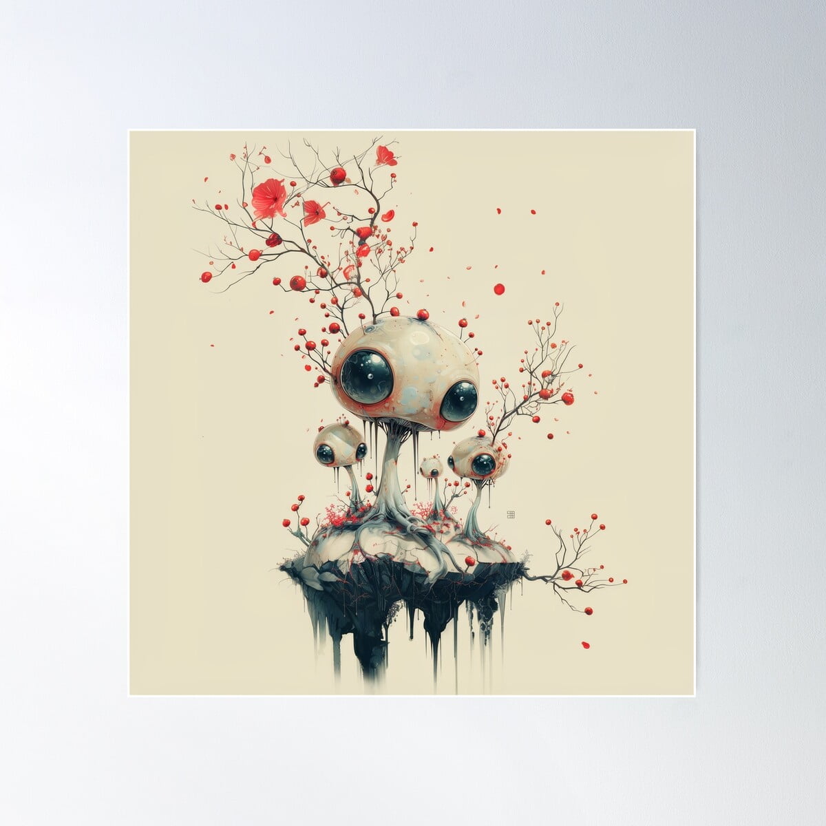 Cute Aliens In Spring Poster Wall Art, Modern Wall Decor For Living ...