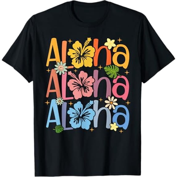 Cute Aloha Hawaiian Summer Vacation Shaka Hibiscus Girl T-Shirt ...
