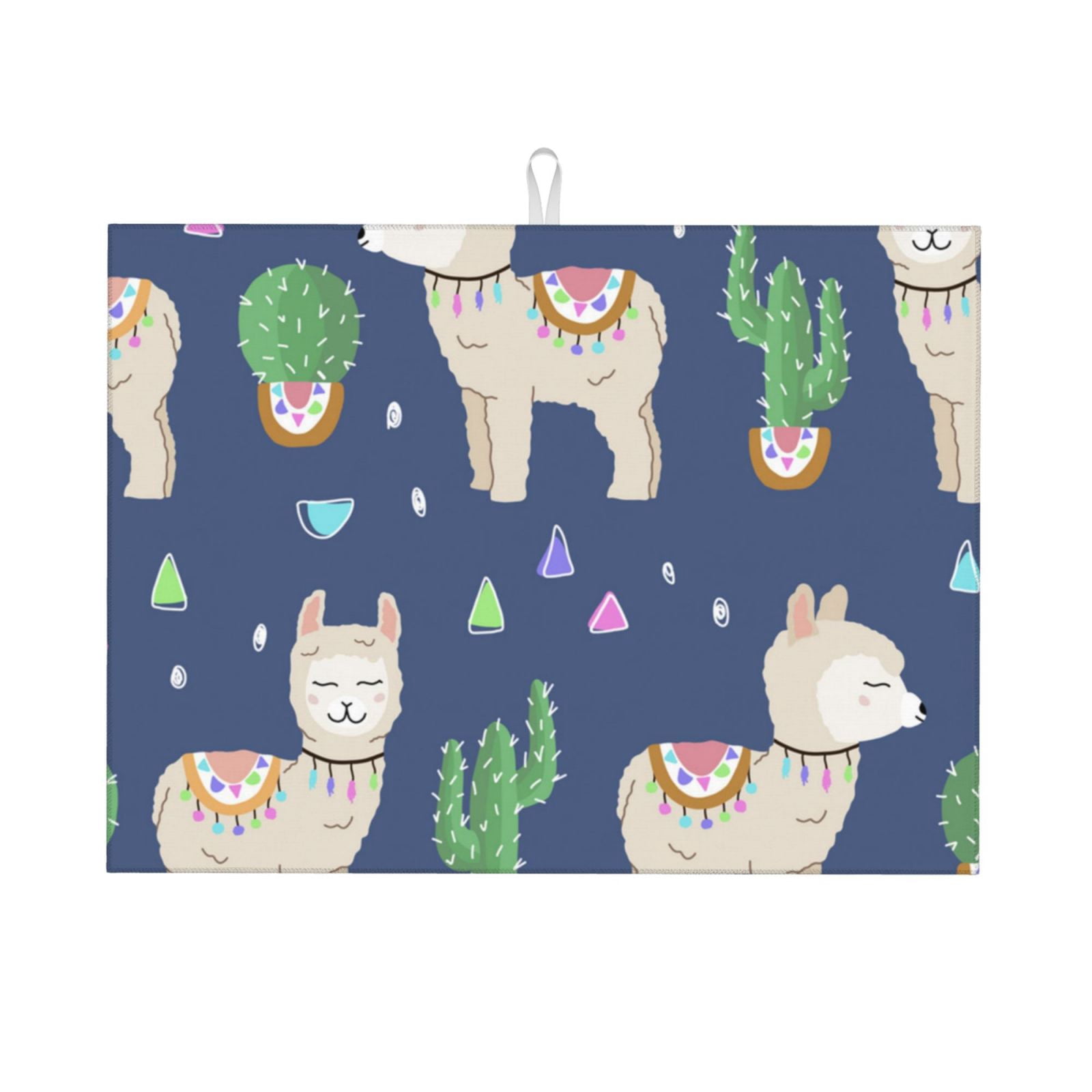Cute Alpaca Cactus Peru Llama Large Kitchen Drying Mat 18x24 Inch Ultra ...
