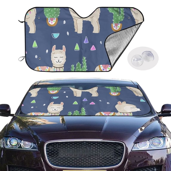 Cute Alpaca Cactus Peru Llama Windshield Sunshade Sun Shade Front ...