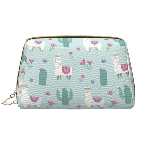 Cute Alpaca Cactus Plant Flowers Makeup Bag, Large Capacity Cosmetic ...