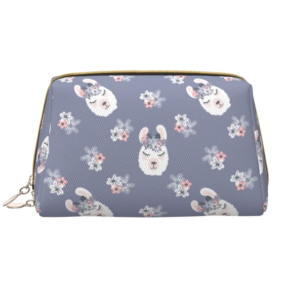 Cute Alpaca Face Flower Makeup Bag, Large Capacity Cosmetic Bag ...
