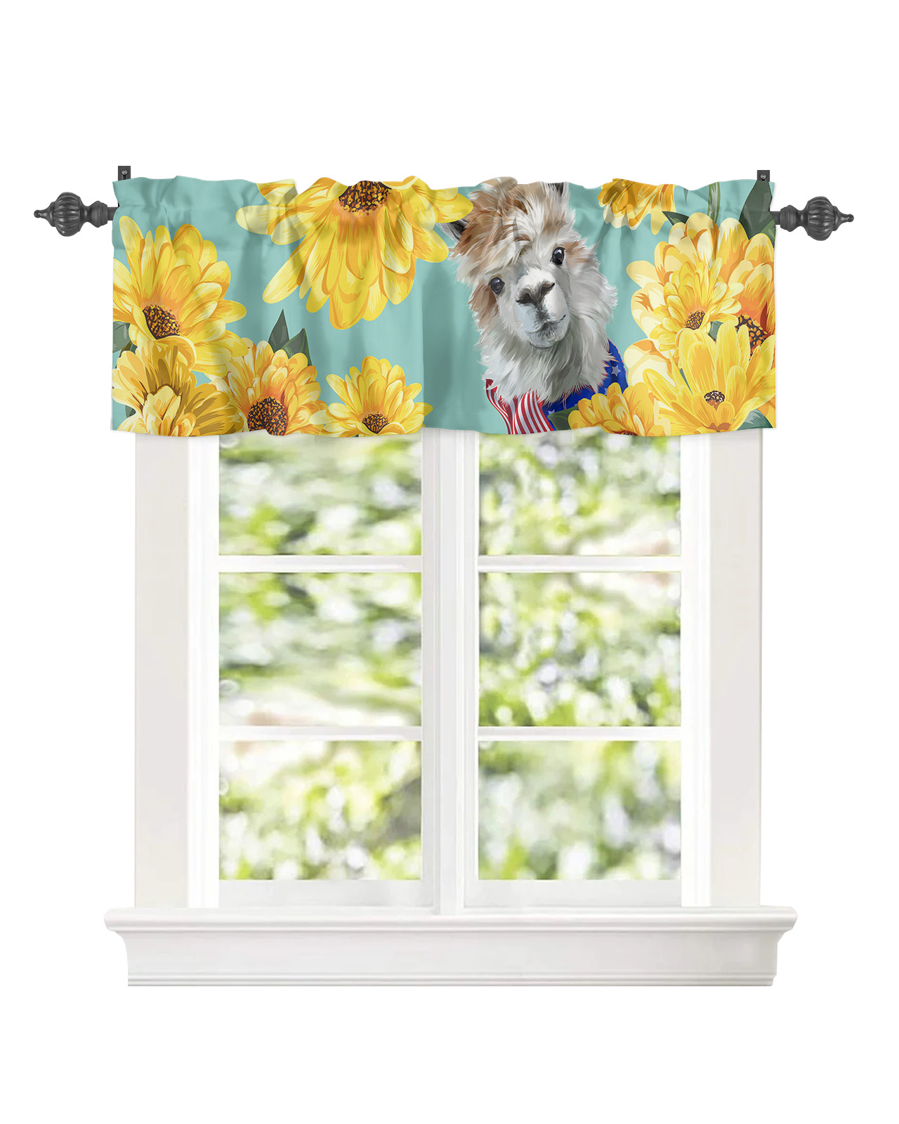 Cute Alpaca Farm Yellow Daisy Window Treatment Panel for Living Room ...