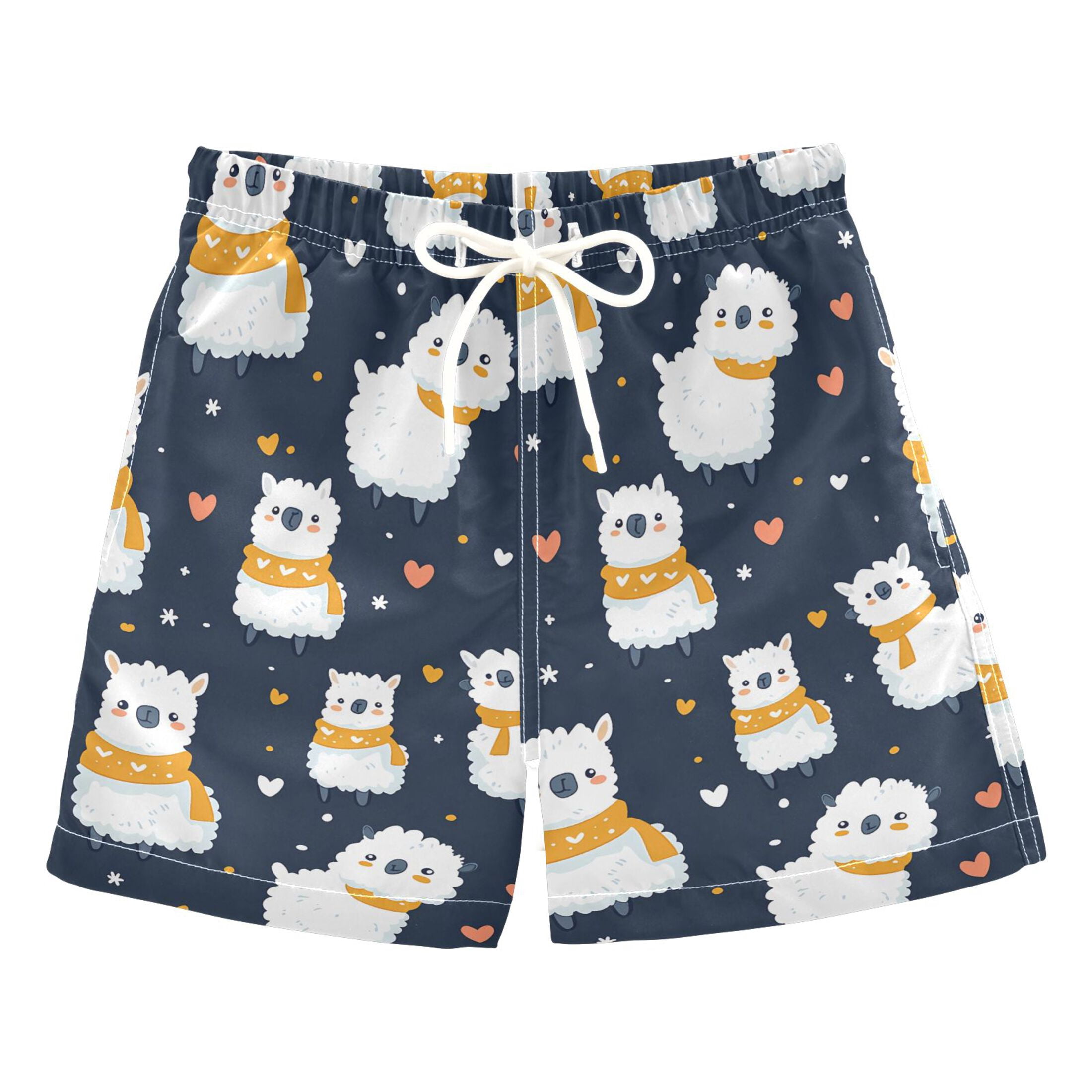 Cute Alpaca Pattern Swim Trunks Quick Dry Beach Pool Board Shorts ...