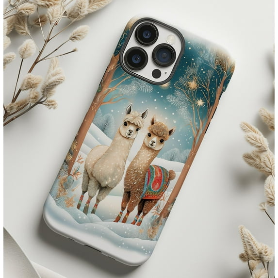 Cute Alpaca Snowy Forest Christmas Phone Case with iPhone 17 to 11 Pro ...