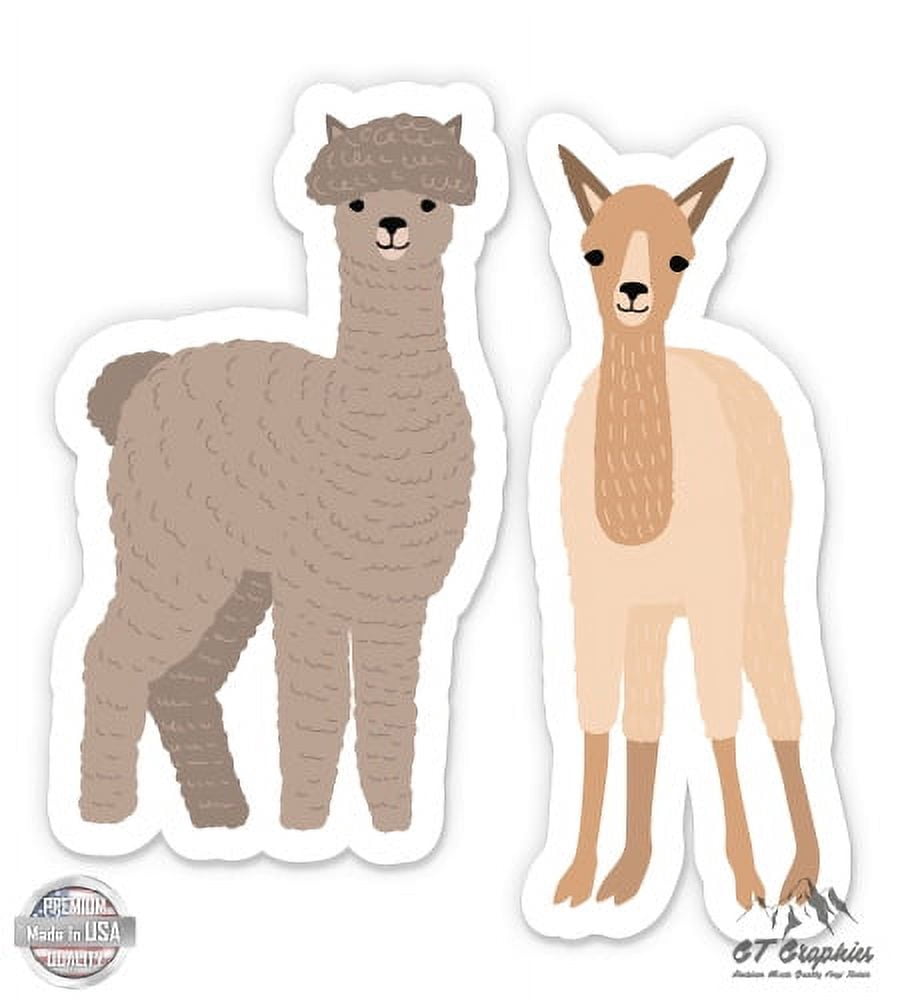 Cute Alpaca and Llama - 10" each Vinyl Stickers Waterproof Decals ...