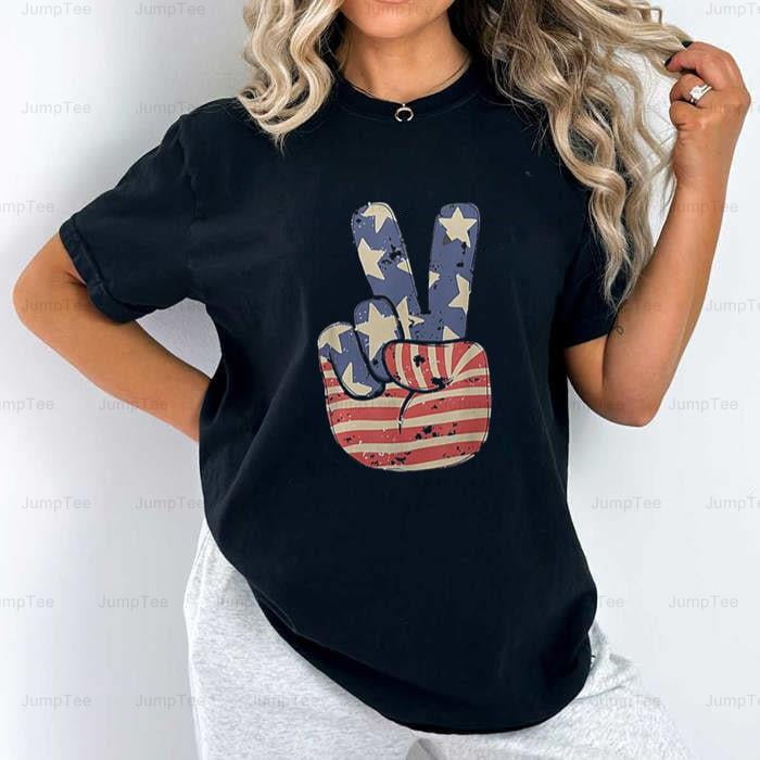 Cute America Peace American Flag Sign Hand 4th July USA Patriotic ...