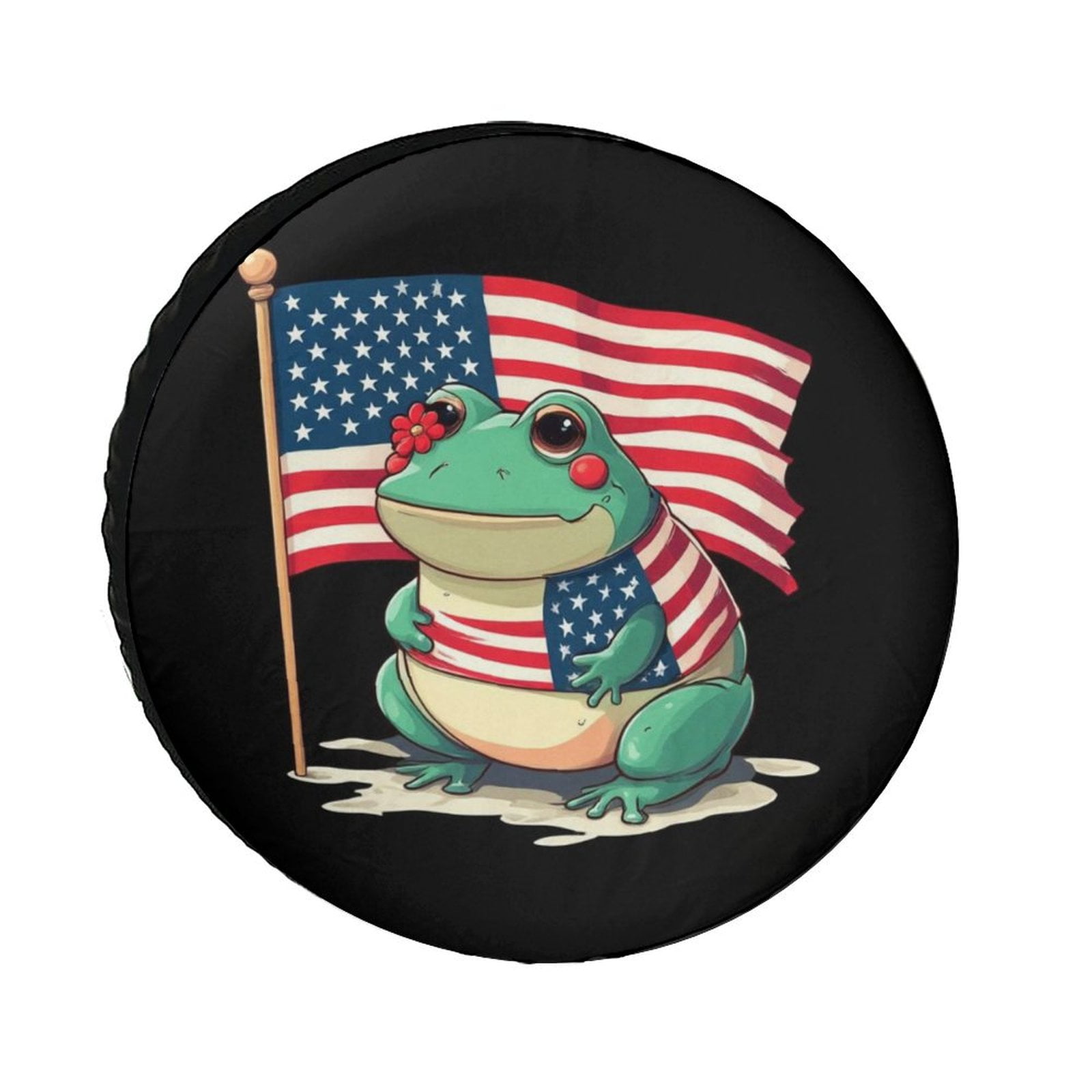 Cute American Flag Frog Kawaii Spare Tire Cover 14-16inch Universal ...