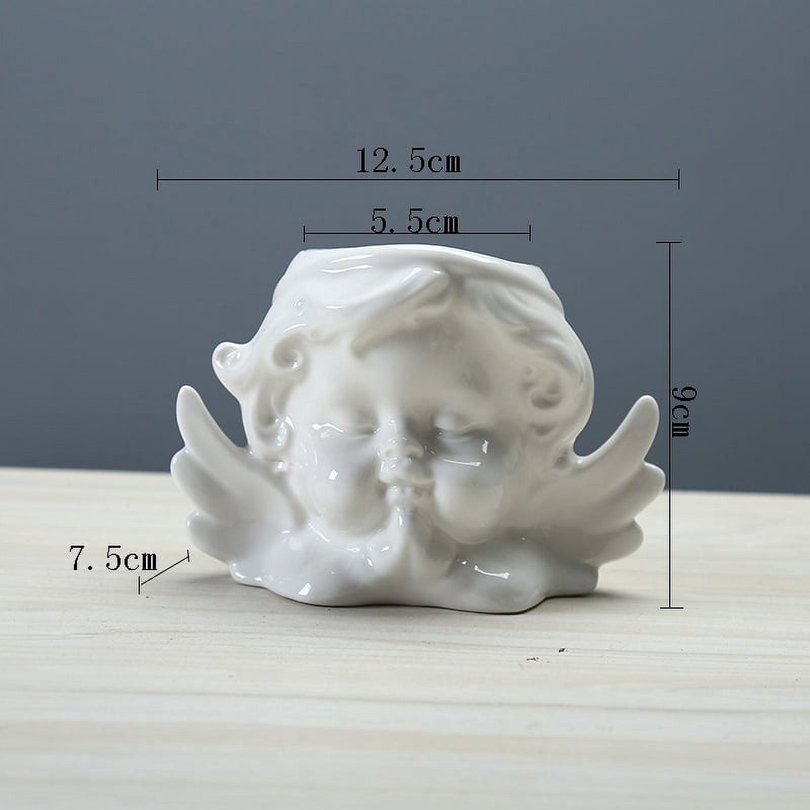 Cute Angel Ceramics Planter Pot With Drainage Hole Glazed Figurine ...