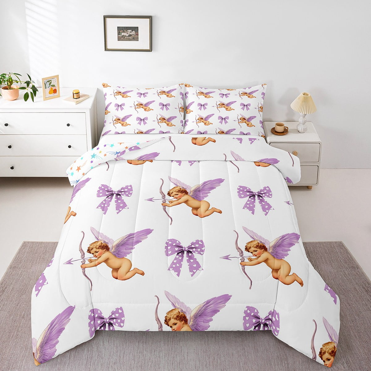 Cute Angel Comforter Set Full Size 3 Pcs,Romantic Valentine's Day ...