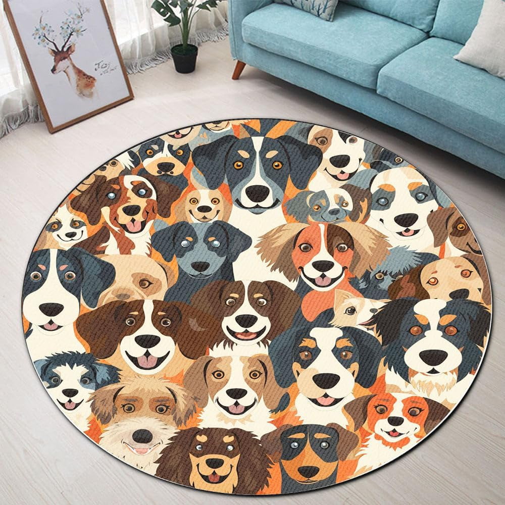 Cute Animal 3D Dog Round Area Rug, playful puppy pattern carpet for ...