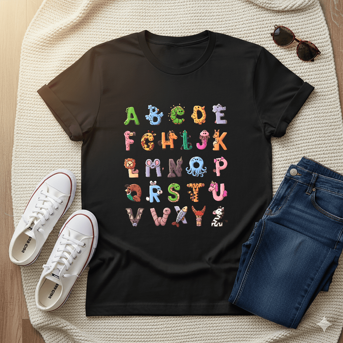 Cute Animal Alphabet Learning Style Teacher Unisex T-Shirt V10687, up ...