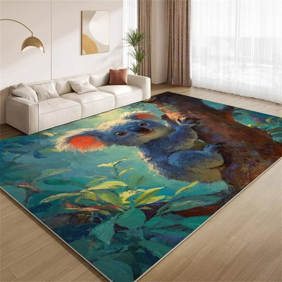Cute Animal Area Rugs, Koala Art Pattern Carpet, Washable Non Slip Low ...