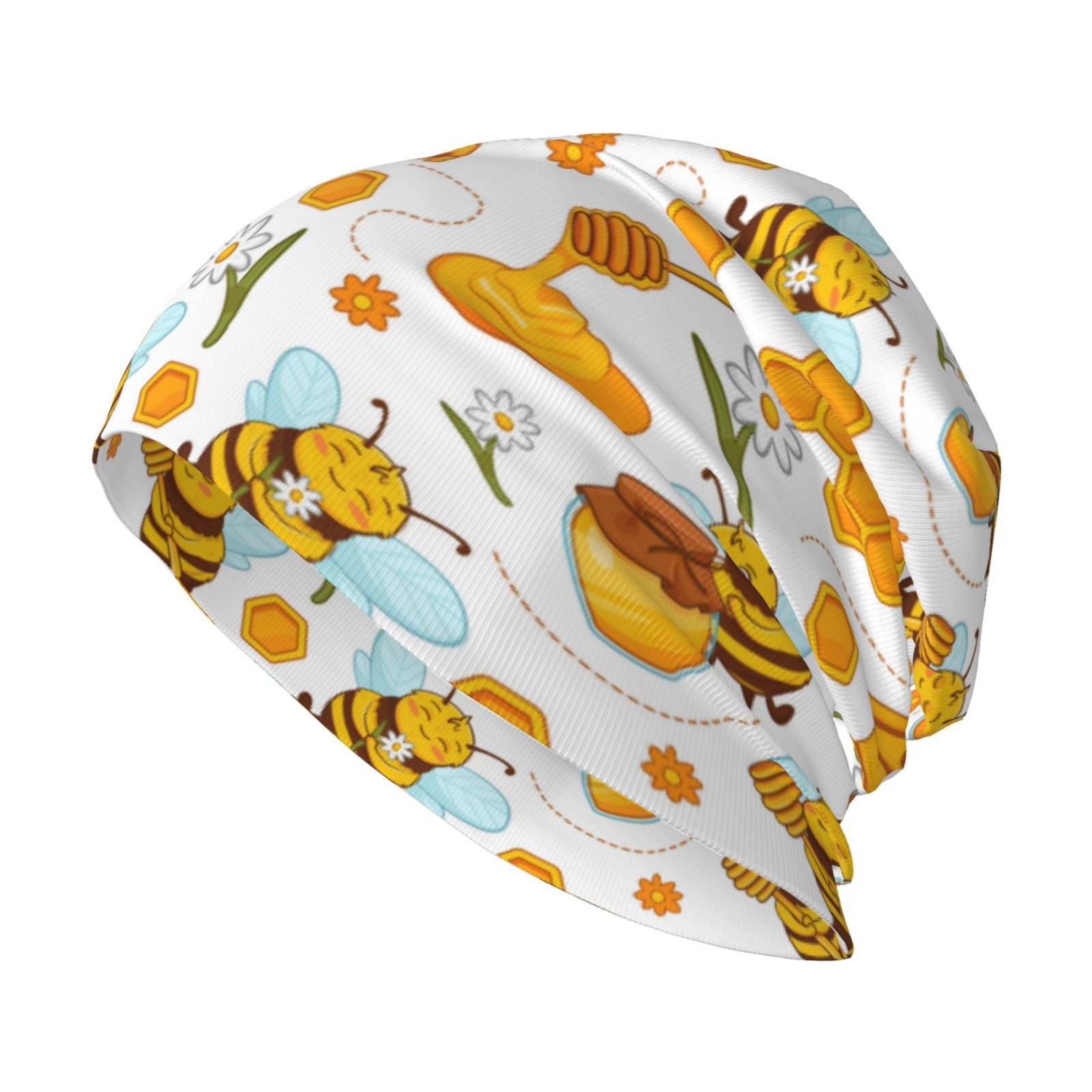 Cute Animal Bee Print Casual Beanie Caps Unisex Skull Cap Knit Hat Thin ...