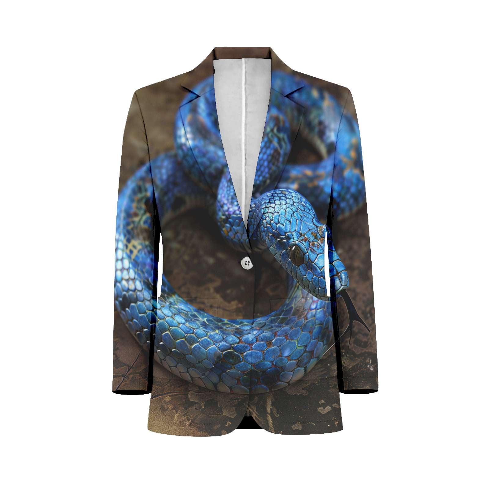 Cute Animal Blue Snake Mens Suits Shawl Collar Slim Fit Suit Mens Groom ...