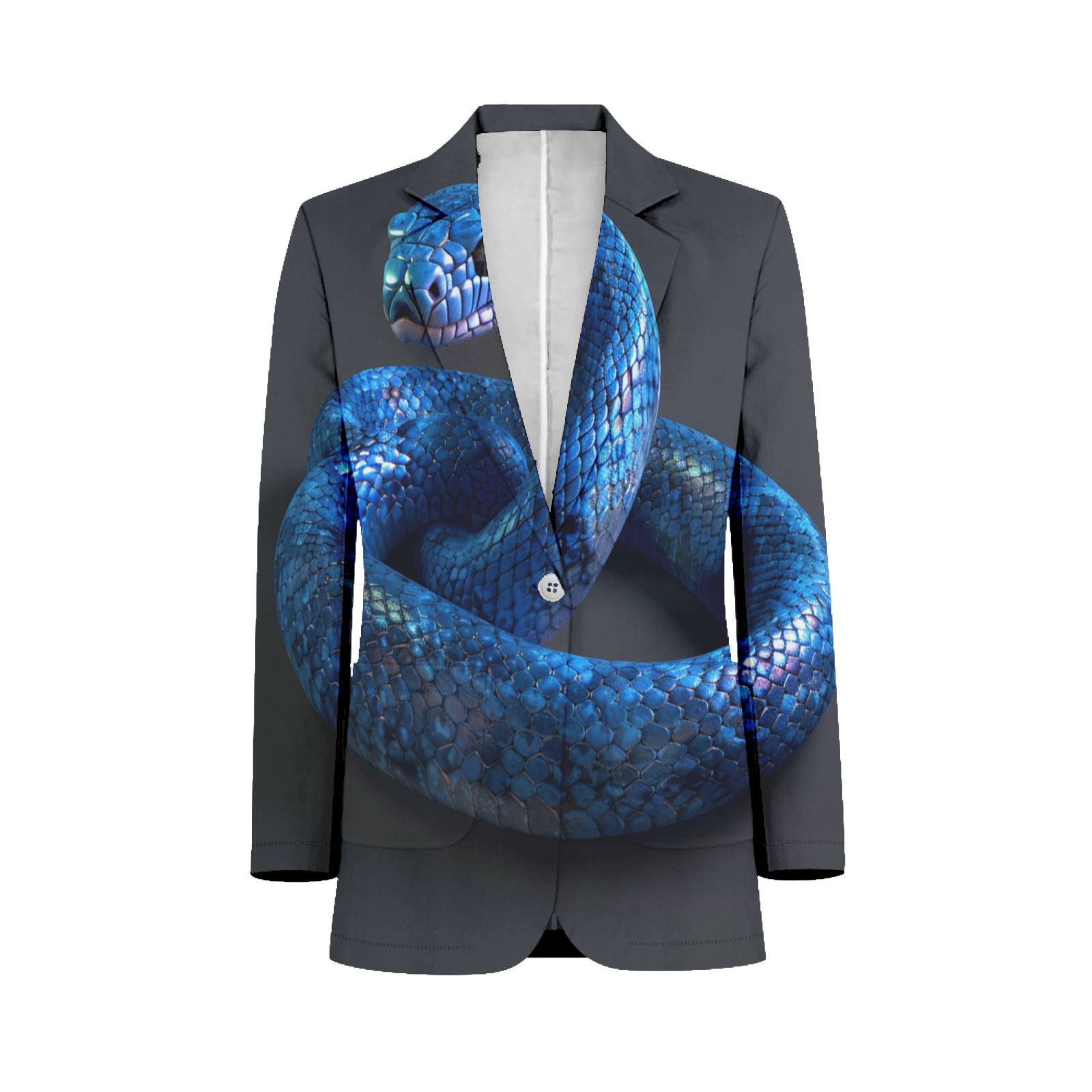 Cute Animal Blue Snake Mens Suits Shawl Collar Slim Fit Suit Mens Groom ...