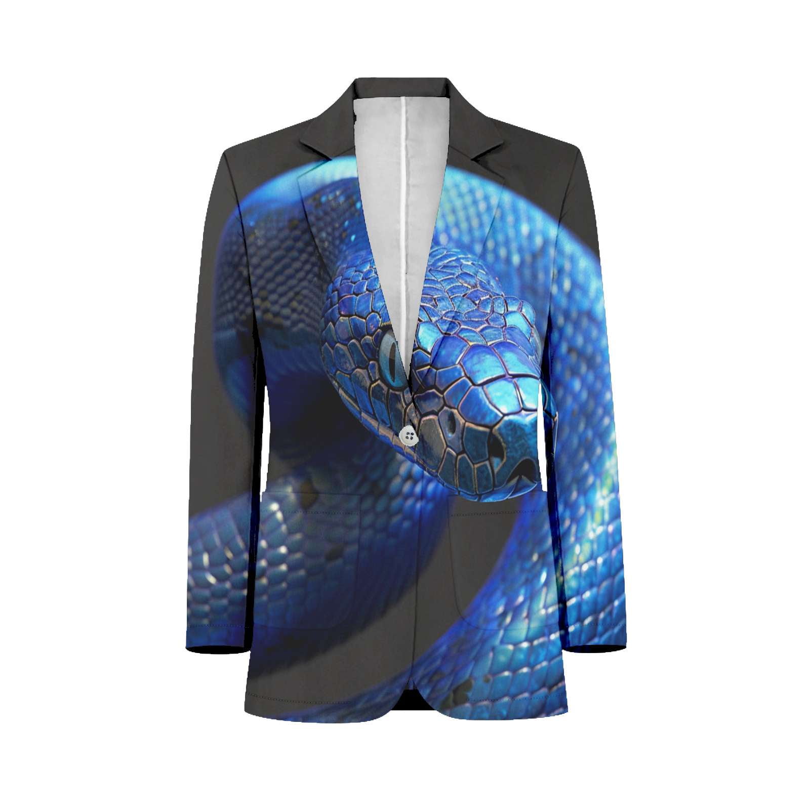 Cute Animal Blue Snake Mens Suits Shawl Collar Slim Fit Suit Mens Groom ...